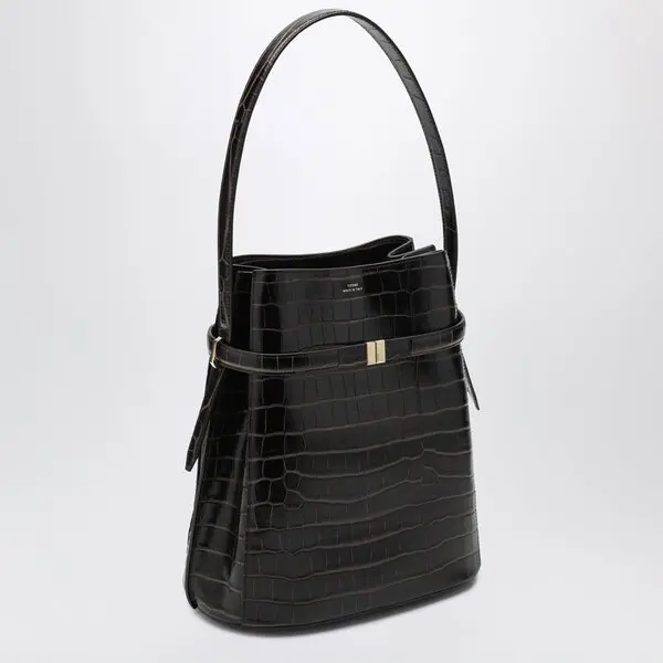 TOTEME Crocodile-embossed Leather Bucket Bag - Brown