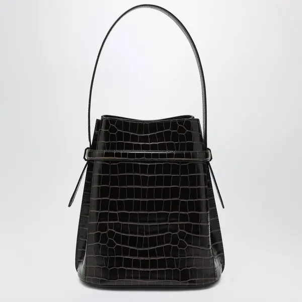 TOTEME Crocodile-embossed Leather Bucket Bag - Brown