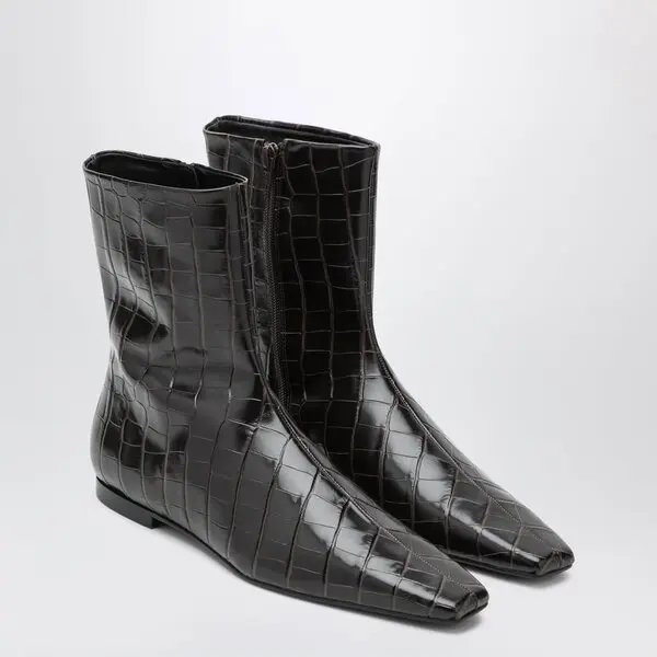 TOTEME Crocodile-effect Leather Zip Chelsea Boots - Brown