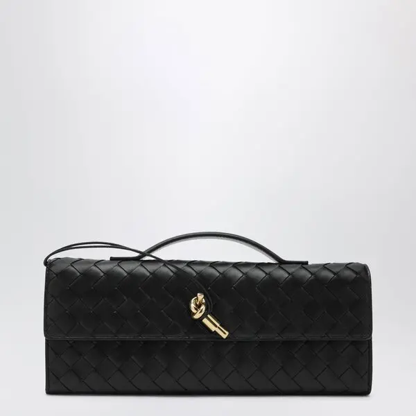 Bottega Veneta Andiamo Clutch With Handle - Black