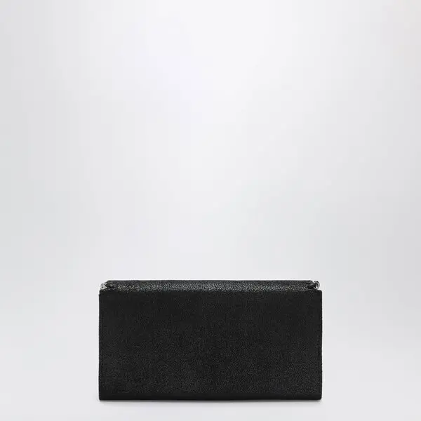 Stella McCartney Falabella Crossbody Wallet In Shaggy Deer Eco-leather - Black