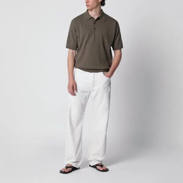 Auralee Olive Short-sleeved Cotton Polo Shirt