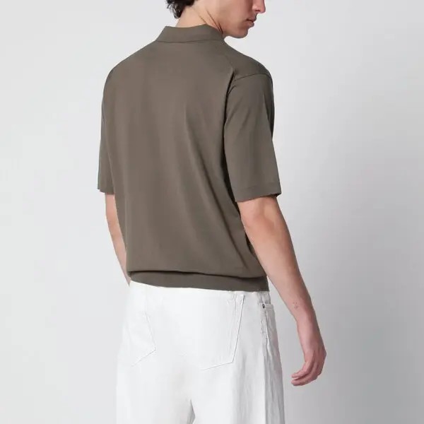 Auralee Olive Short-sleeved Cotton Polo Shirt