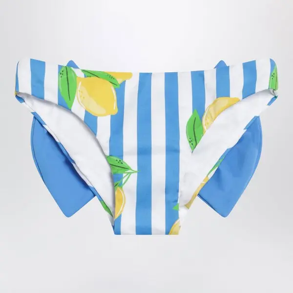 MC2 SAINT BARTH Striped Bikini Briefs With Lemon Print And Bow Detail