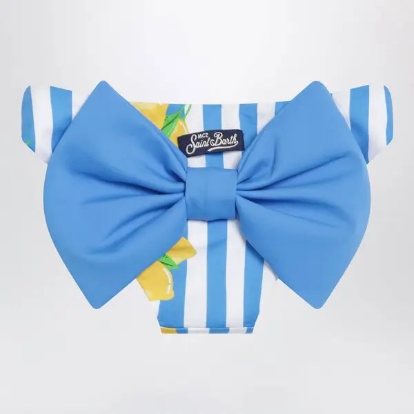 MC2 SAINT BARTH Striped Bikini Briefs With Lemon Print And Bow Detail