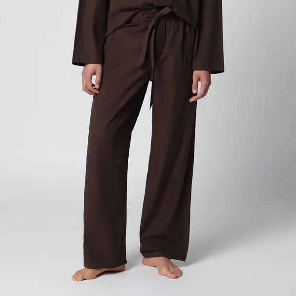 TEKLA Cotton Pajama Trousers - Brown