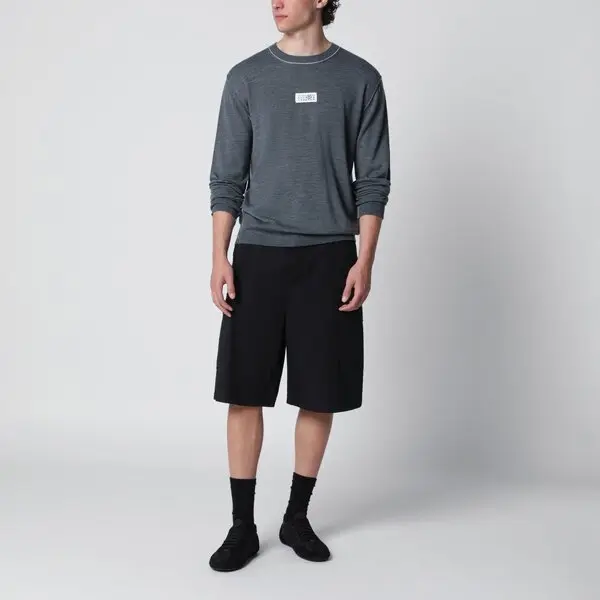 MAISON MARGIELA Mélange Virgin Wool Sweater With Numeric Logo - Grey
