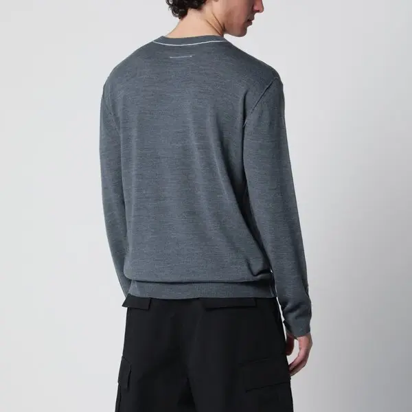 MAISON MARGIELA Mélange Virgin Wool Sweater With Numeric Logo - Grey