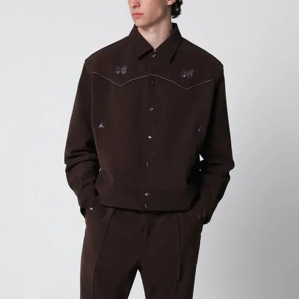 Needles Piping Cowboy Jacket In Stretch Polyester - Brown