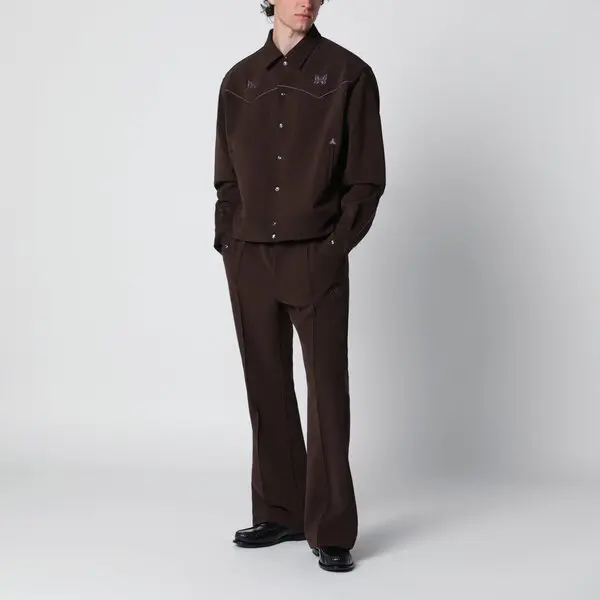 Needles Piping Cowboy Jacket In Stretch Polyester - Brown