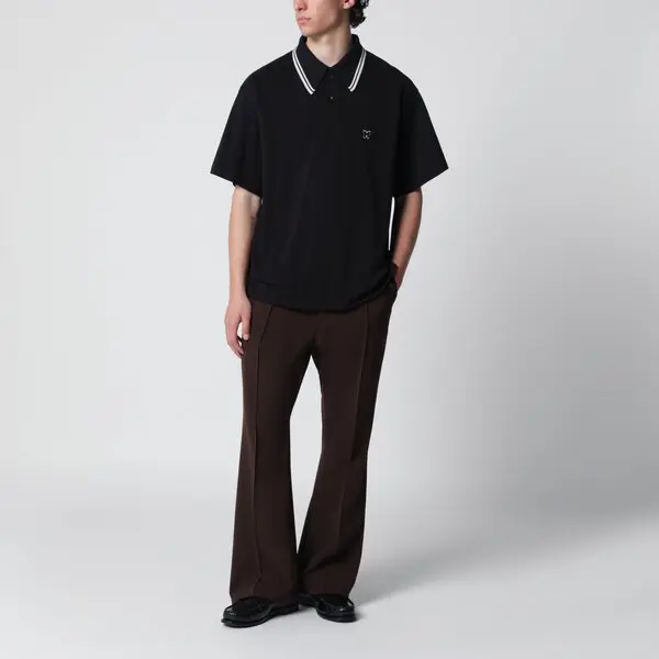 Needles Piqué Polo Shirt With Embroidered Butterfly - Black