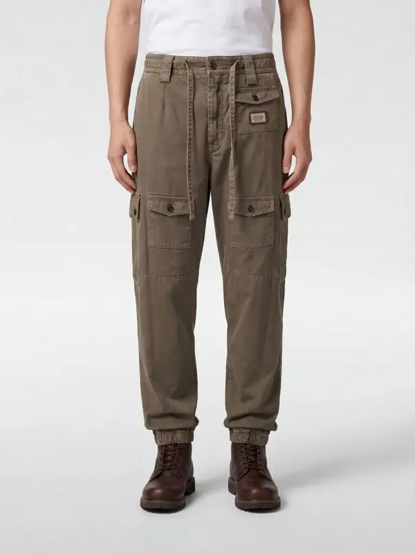 Dolce & Gabbana Cotton Cargo Trousers With Drawstring And Side Pockets
