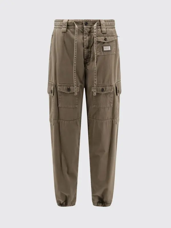 Dolce & Gabbana Cotton Cargo Trousers With Drawstring And Side Pockets