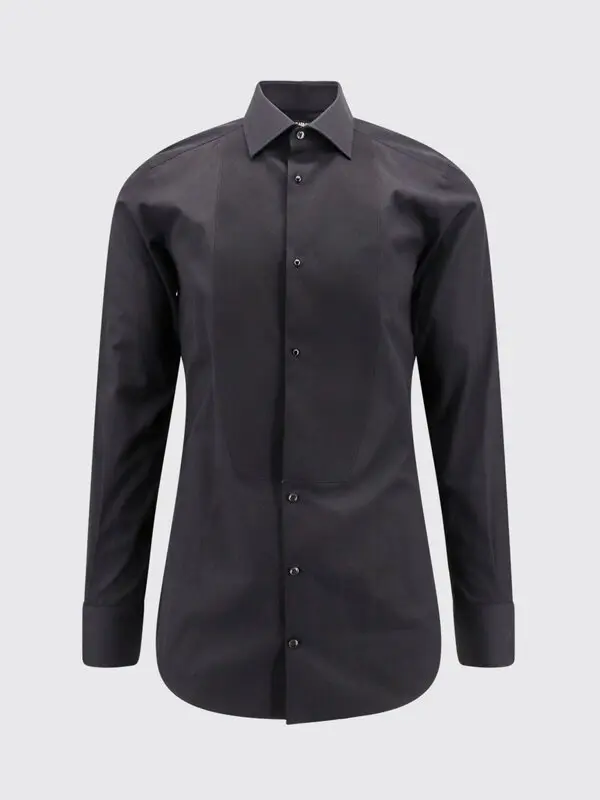 Dolce & Gabbana Slim Fit Cotton Poplin Shirt With Italian Collar - Black