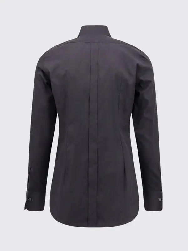 Dolce & Gabbana Slim Fit Cotton Poplin Shirt With Italian Collar - Black