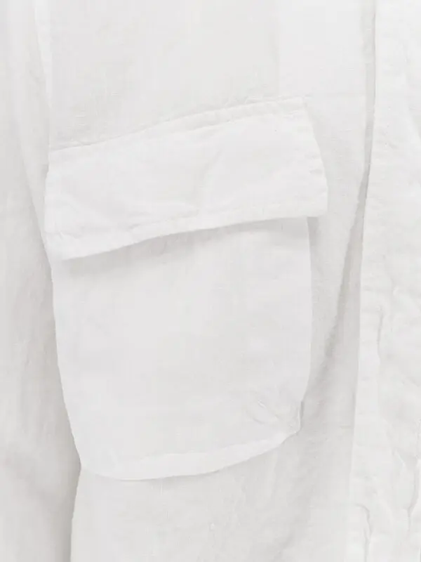 Aspesi Long-sleeved Pure Linen Shirt With Flap Patch Pockets - White