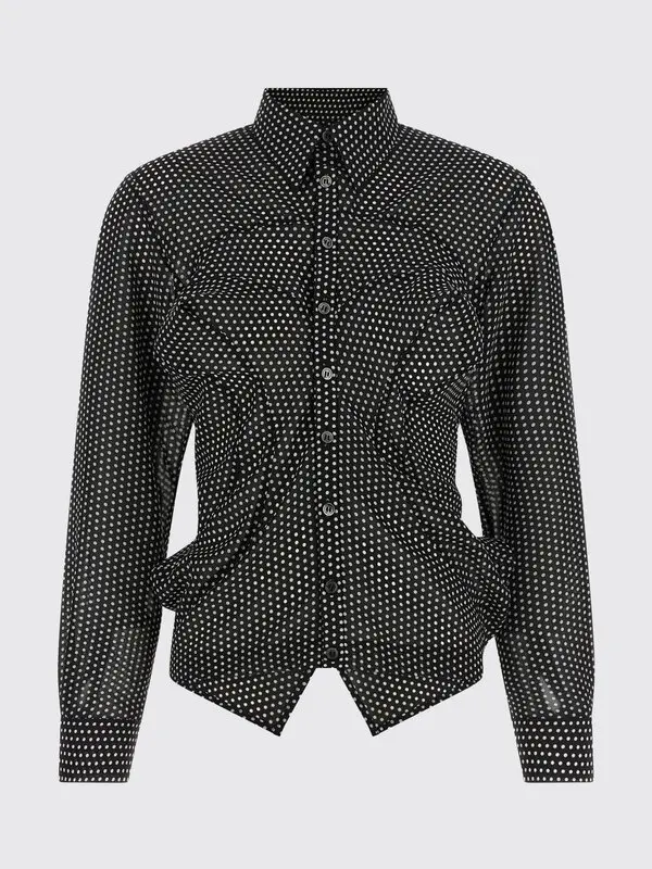 Junya Watanabe Slim Fit Polka Dot Crêpe Shirt With Ruffles