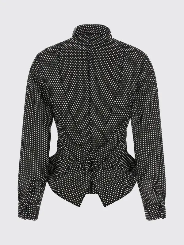 Junya Watanabe Slim Fit Polka Dot Crêpe Shirt With Ruffles