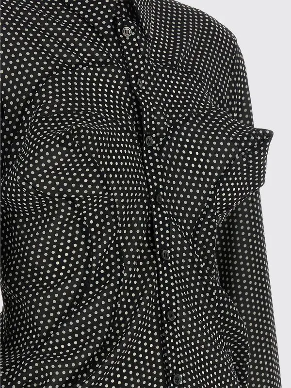Junya Watanabe Slim Fit Polka Dot Crêpe Shirt With Ruffles