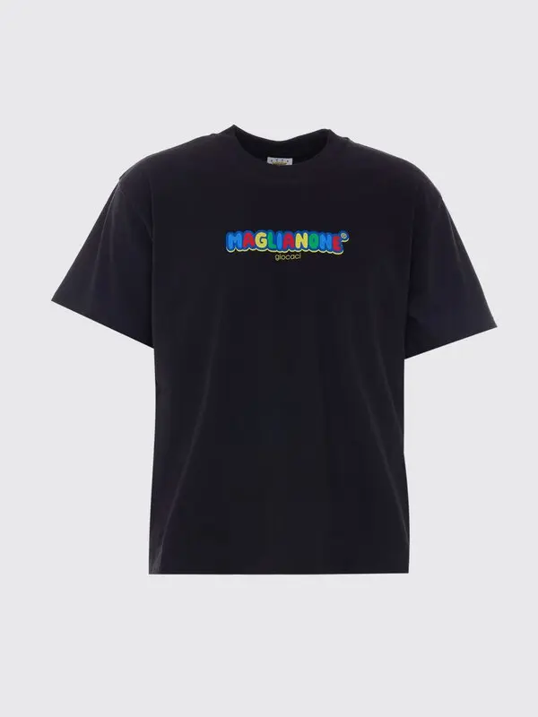 MAGLIANO Relaxed Fit Cotton Crew-neck T-shirt With Contrasting Logo - Black