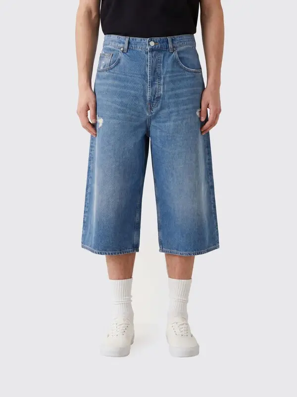 AMISH SUPPLIES Knee-length Five-pocket Denim Shorts - Blue
