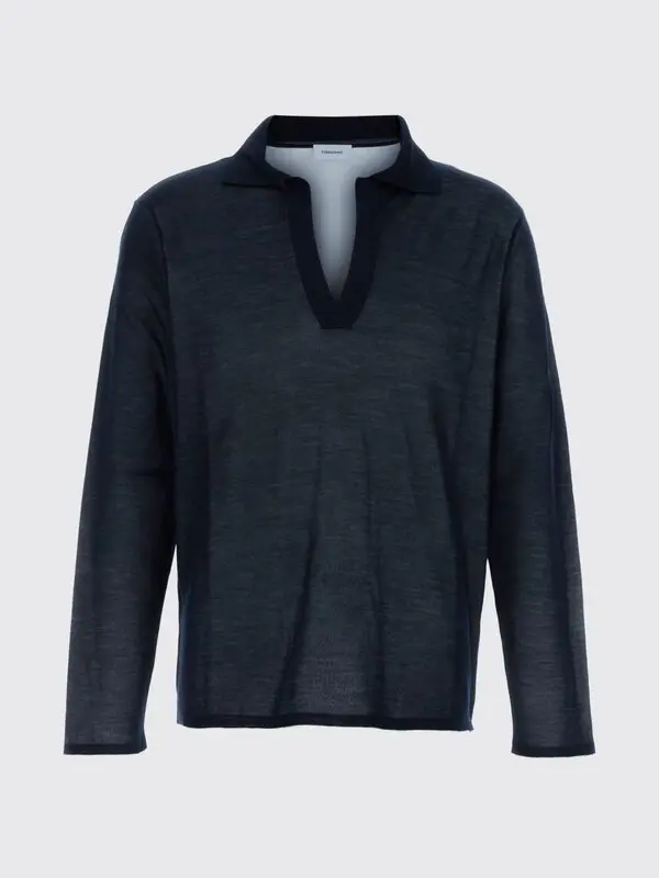 FERRAGAMO Long-sleeved Silk Polo With V-neck