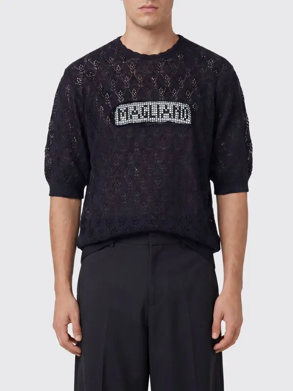 MAGLIANO Openwork Mohair Blend Crew-neck Jumper With Jacquard Logo