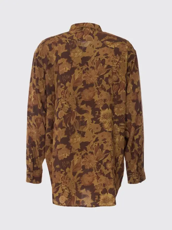 MAGLIANO Long-sleeved Floral Print Viscose Shirt With Patch Pockets