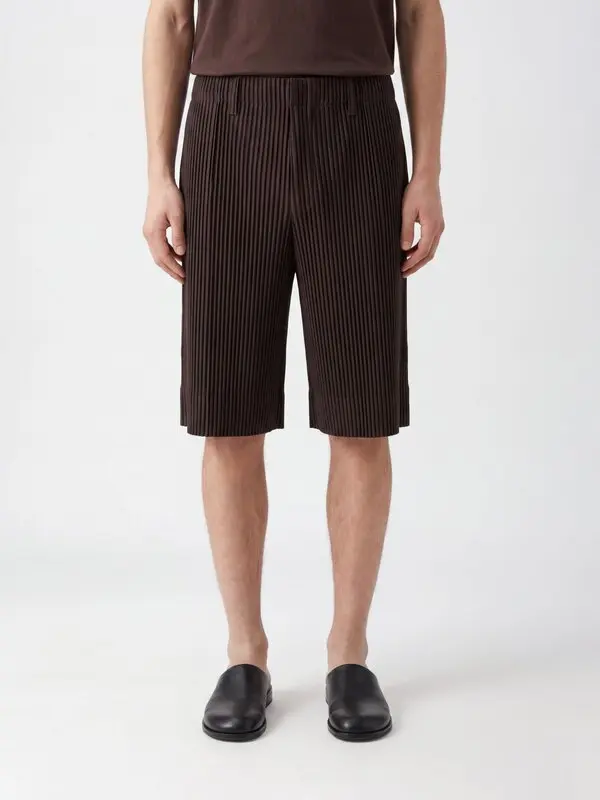 Issey Miyake Homme Plissé Pleated Crêpe Chino Shorts - Brown