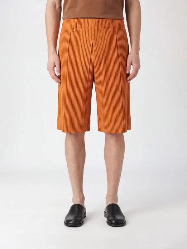 Issey Miyake Homme Plissé Pleated Crêpe Chino Shorts - Orange