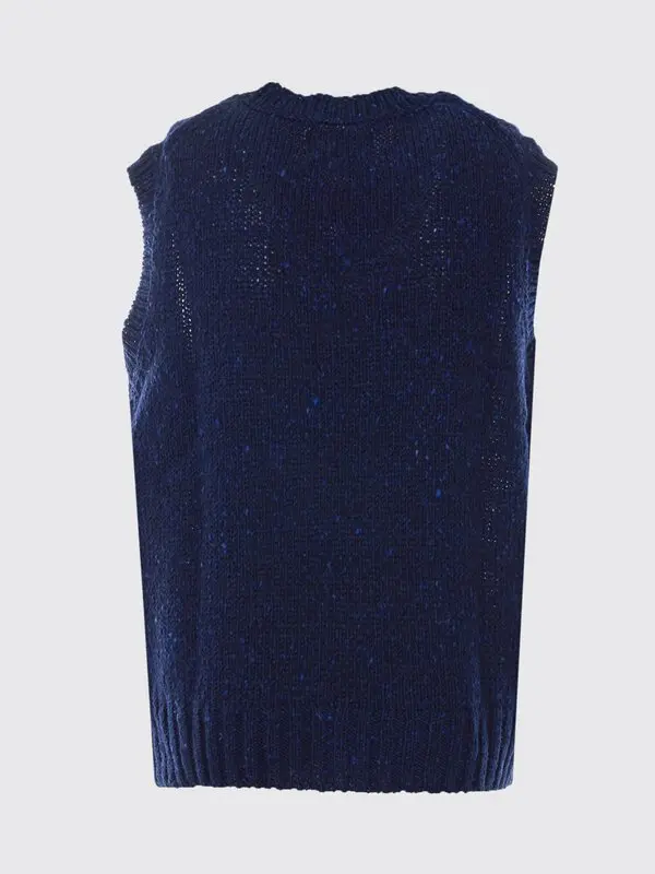Howlin' Pure Wool V-neck Sweater Vest With Ribbed Trims - Blue