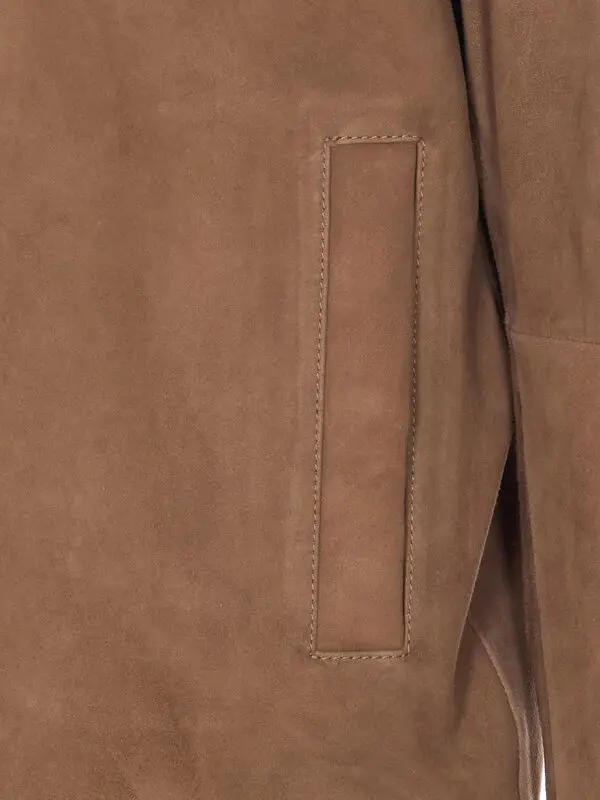 ARMA Suede Goat Leather Shirt Jacket With Welt Pockets