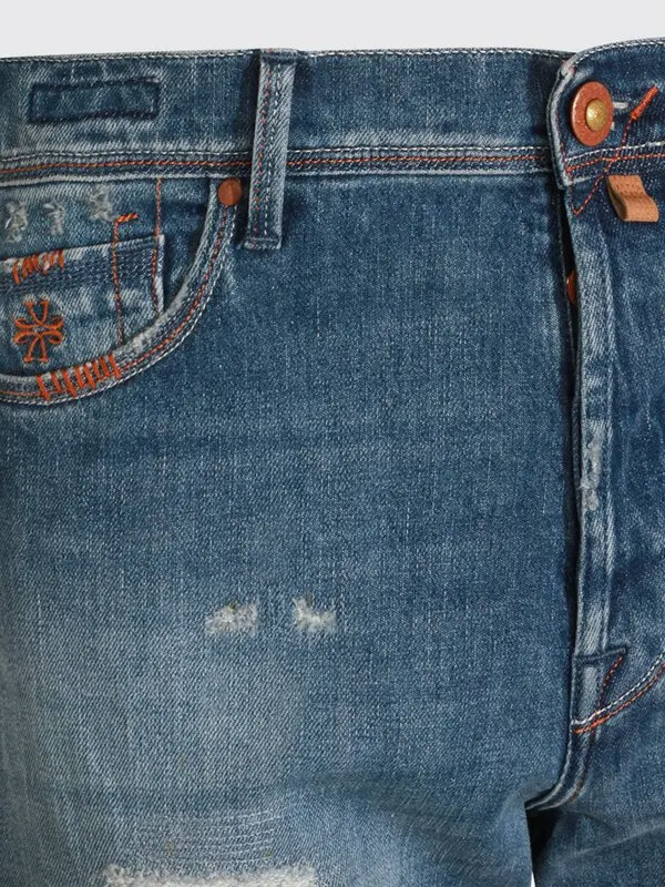 Jacob Cohen Straight-fit Five-pocket Distressed Denim Jeans