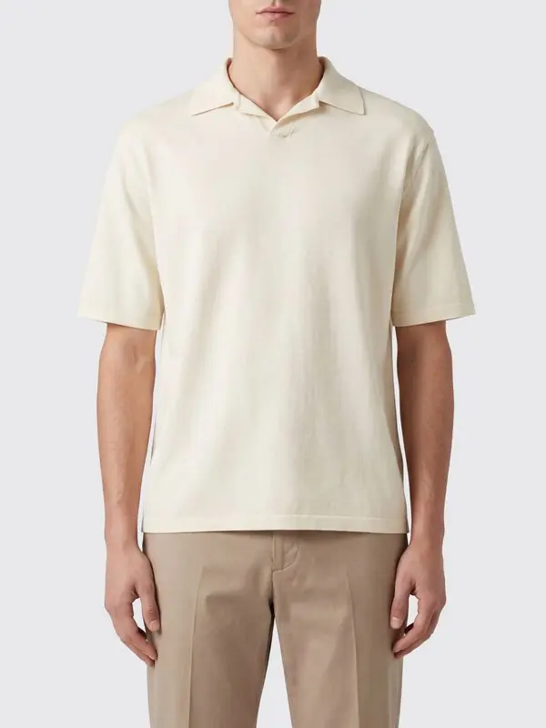 Auralee Short-sleeved V-neck Silk Polo Shirt