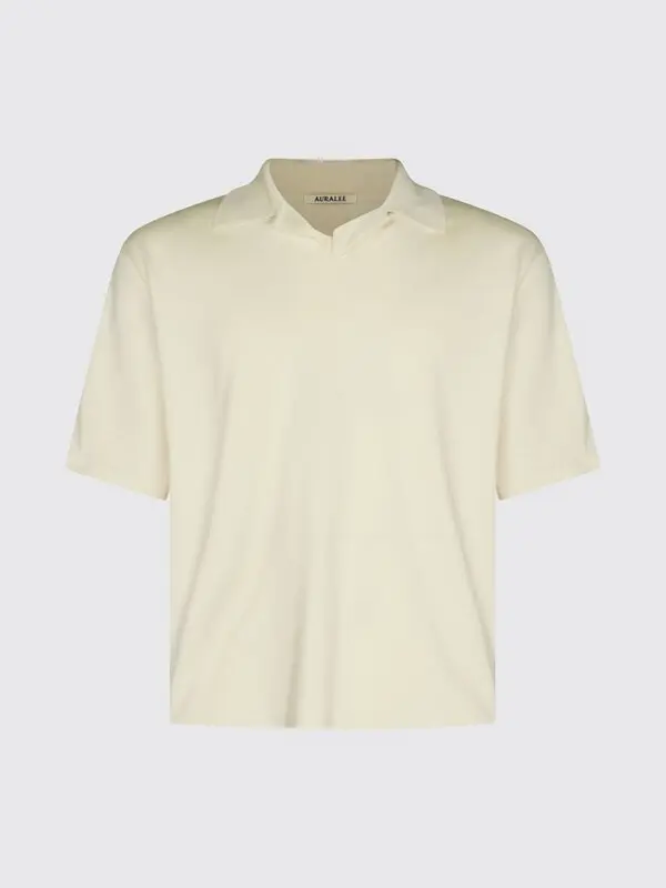 Auralee Short-sleeved V-neck Silk Polo Shirt