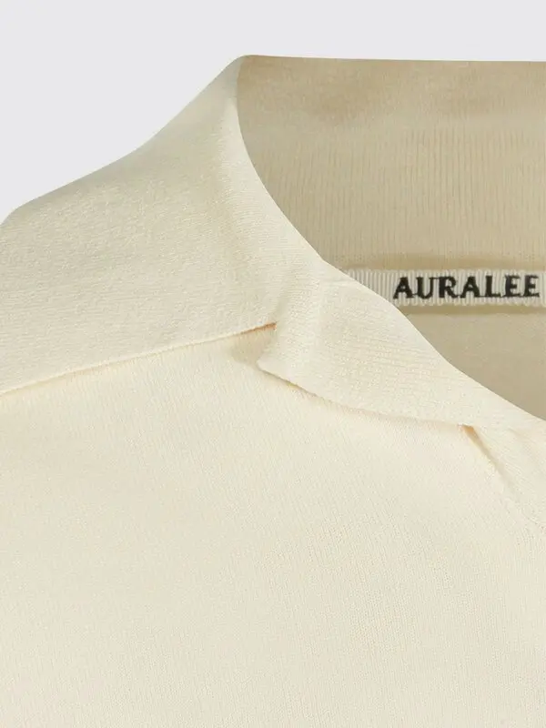 Auralee Short-sleeved V-neck Silk Polo Shirt