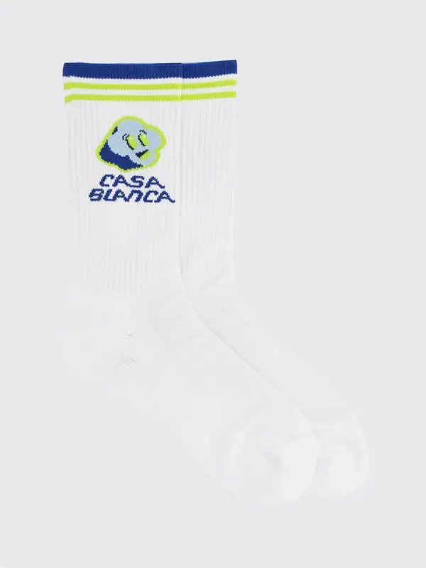 Casablanca Ribbed Stretch Cotton Socks - White 1