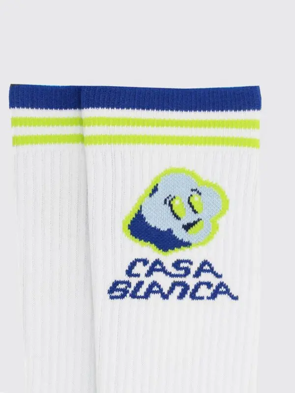 Casablanca Ribbed Stretch Cotton Socks - White 1