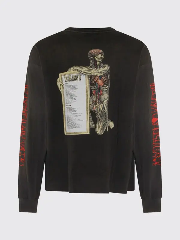 SAINT MXXXXXX Long-sleeved Graphic Print Cotton T-shirt In A Relaxed Fit