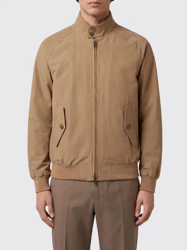 BARACUTA Cotton Blend Bomber Jacket With High Collar And Zip Closure