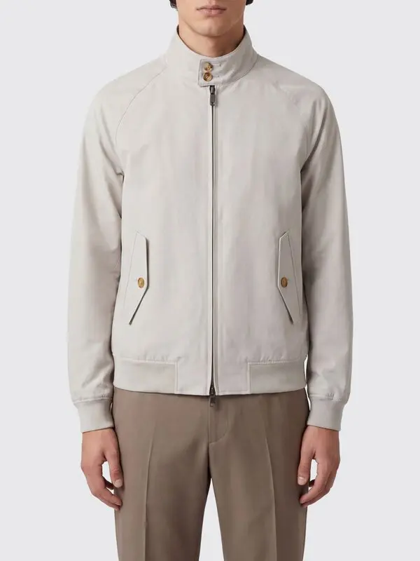 BARACUTA Cotton Blend Bomber Jacket With High Collar And Zip Closure - Grey