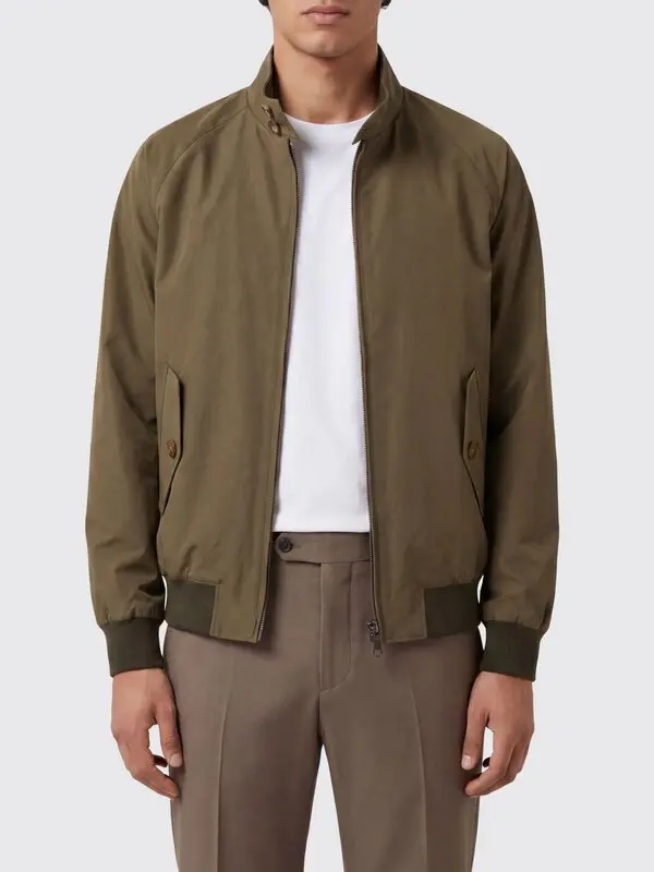 BARACUTA Cotton Blend Bomber Jacket With High Collar And Zip Closure - Military