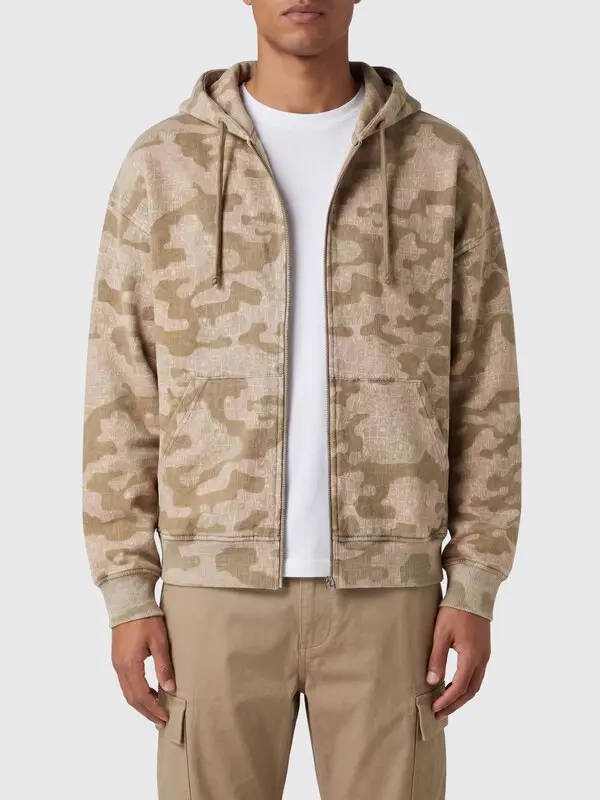 DAILY PAPER Camouflage Cotton Zip-up Hoodie With Dropped Shoulders - Military