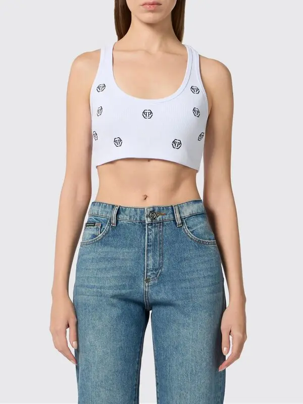 Philipp Plein Cropped Top With Monogram Logo