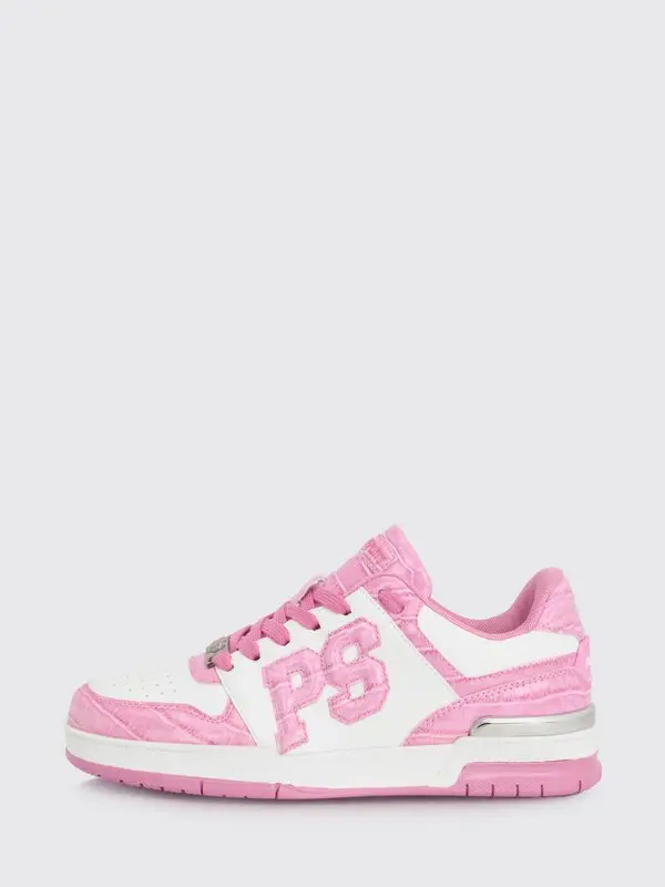 PLEIN SPORT Crocodile Print Leather Lace-up Sneakers - White 1