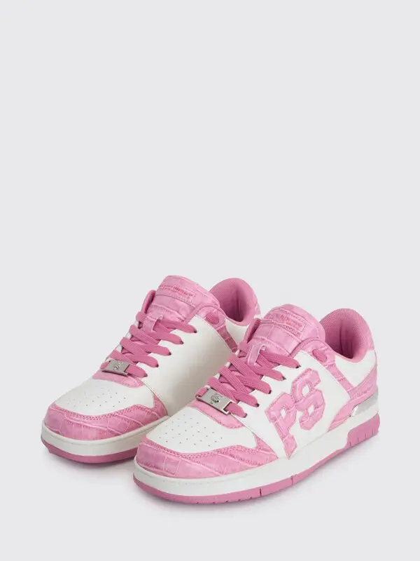 PLEIN SPORT Crocodile Print Leather Lace-up Sneakers - White 1