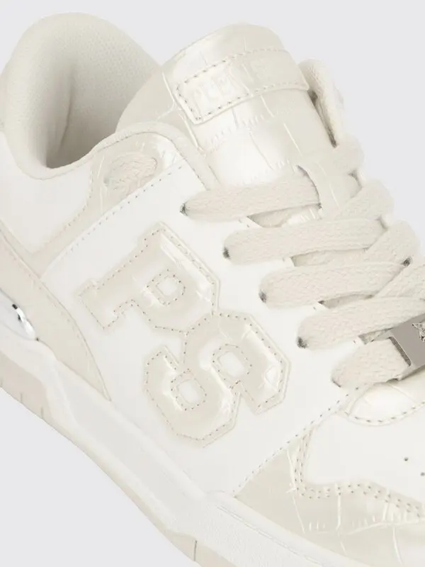 PLEIN SPORT Crocodile Print Leather Lace-up Sneakers - White