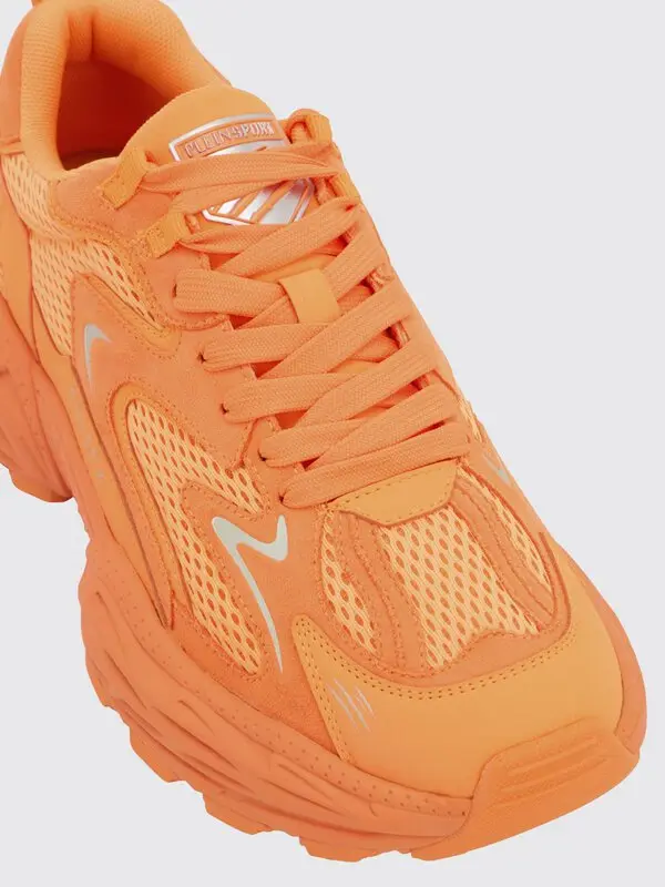 PLEIN SPORT Pulse X Sneakers In Calfskin Leather And Mesh - Orange
