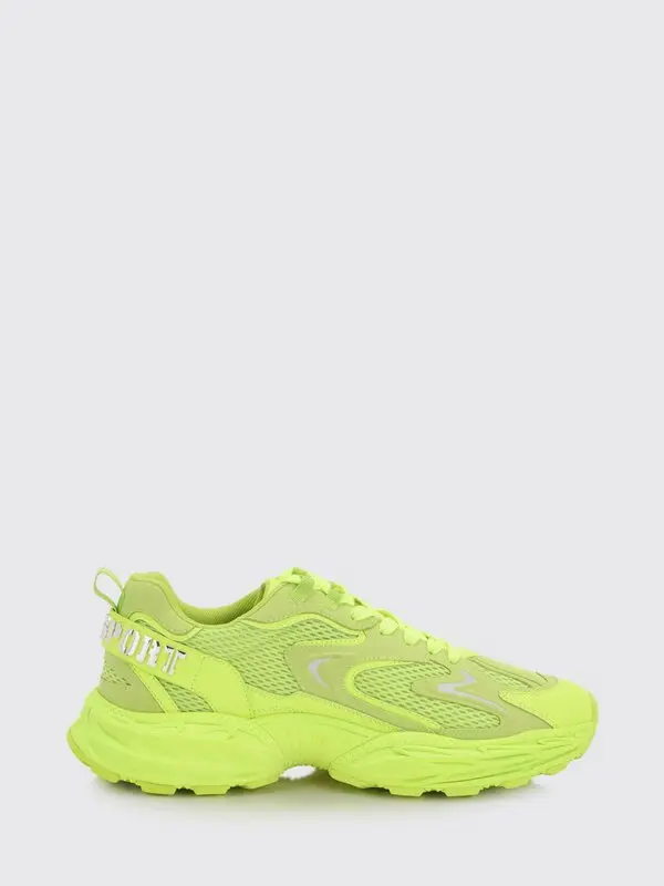 PLEIN SPORT Pulse X Sneakers In Calfskin Leather And Mesh - Yellow