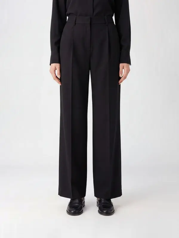 PT TORINO Tailored Wide-leg Trousers - Black
